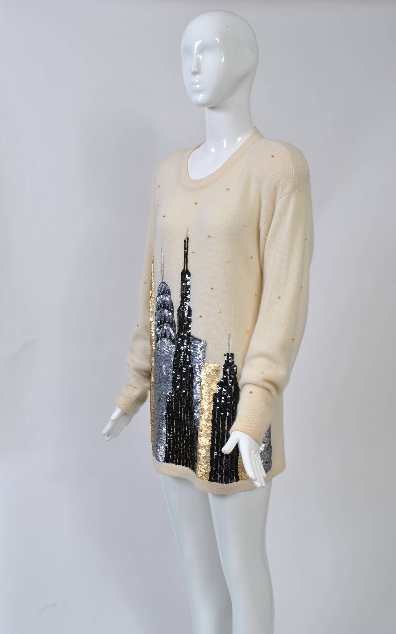 NY Sequined Skyline Sweater at 1stDibs | sequined sweater, new york ...