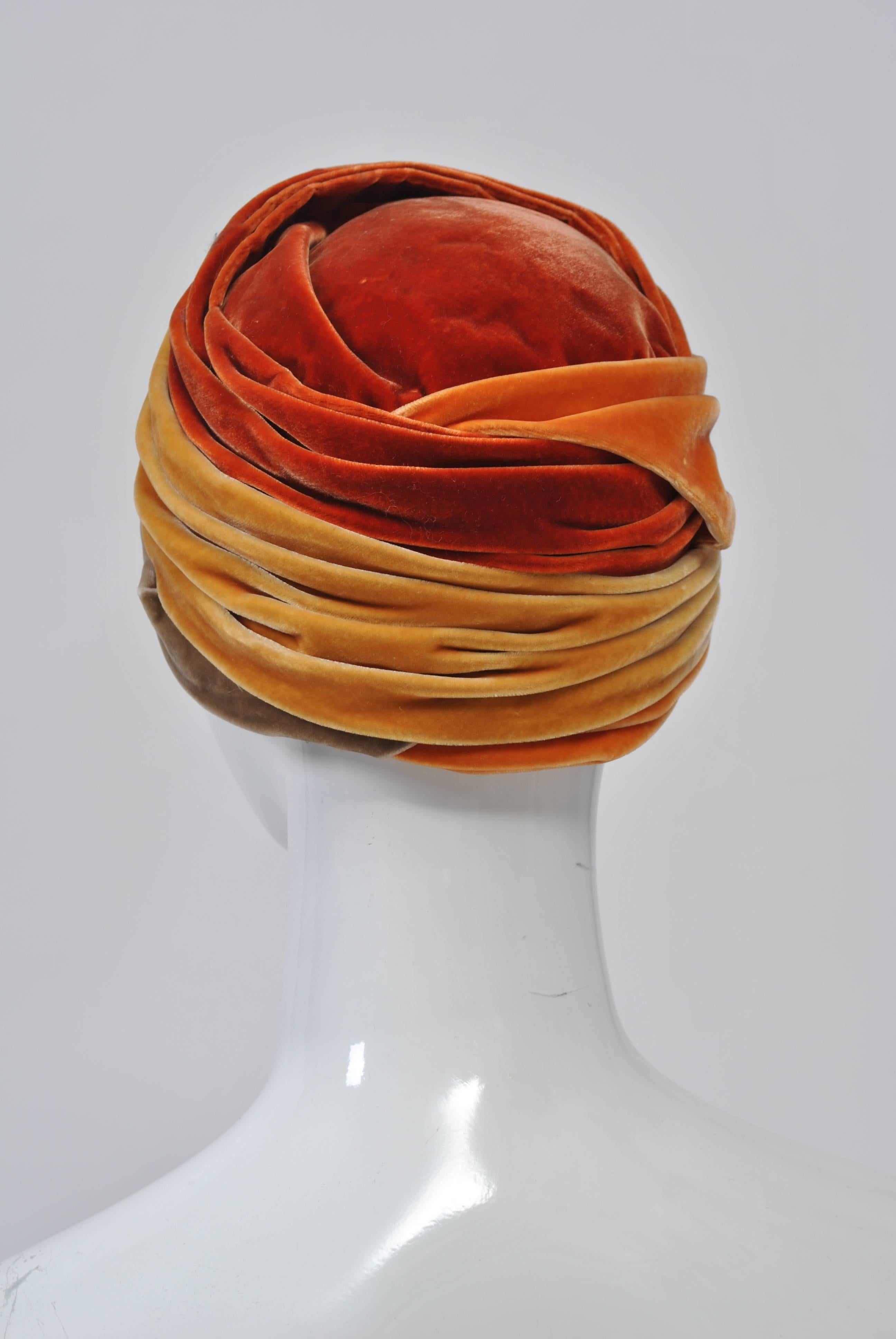 Orange Multi Velvet Turban at 1stDibs