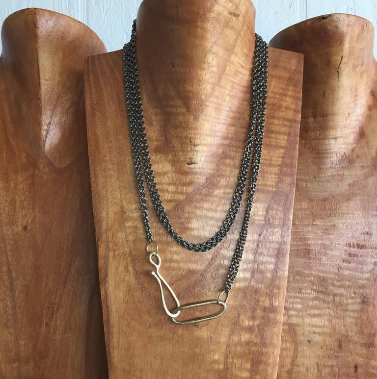 Lisa Ziff Double Black Rhodium Silver Gold Link Clasp Long Layer Chain ...