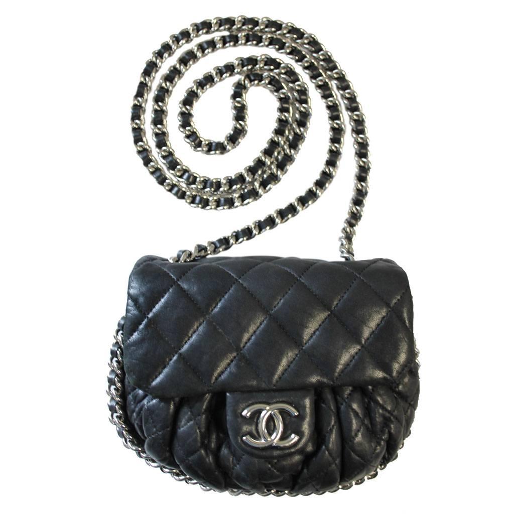 Chanel Black Washed Lambskin SHW Chain Around Handbag No. 14 Purse at ...