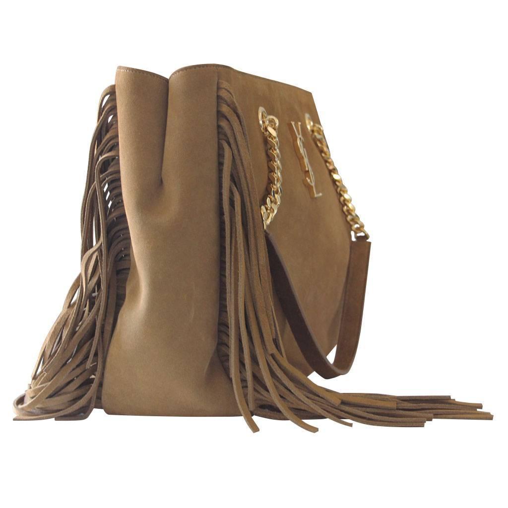 Yves Saint Laurent YSL Saddle Suede Fringe Tassel Bag with Dust Bag For ...