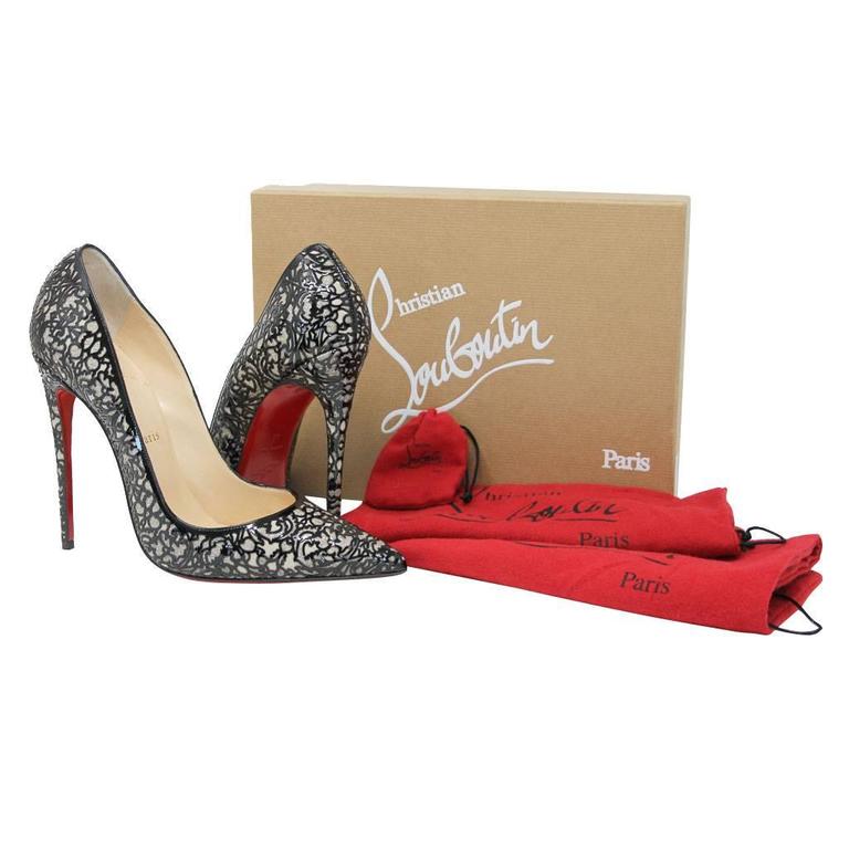 Christian Louboutin So Pretty Patent Glitter Suede Silver Pump Heels ...