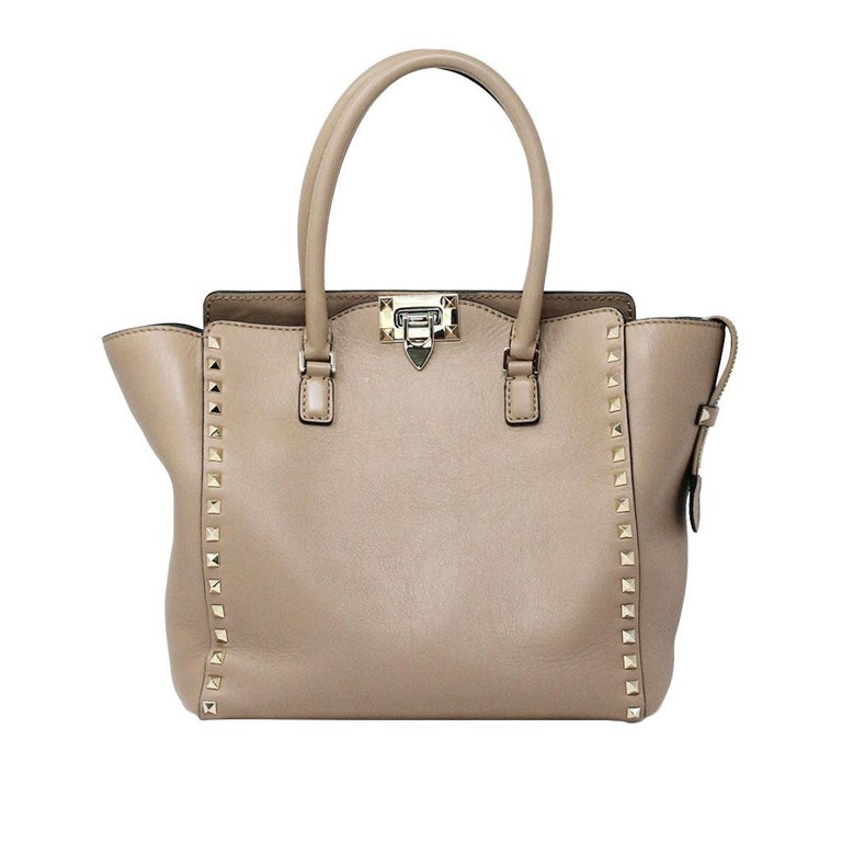 Valentino Rockstud Trapeze Medium Tan Leather Gold Studded Shoulder Bag ...