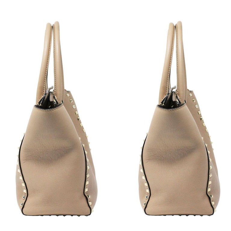 Valentino Rockstud Trapeze Medium Tan Leather Gold Studded Shoulder Bag ...