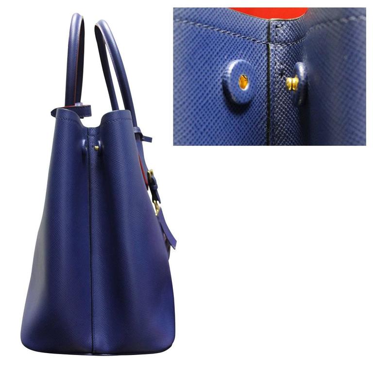 Prada Saffiano Cuir Double Bag Blue and Red Large Tote Bag at 1stDibs ...
