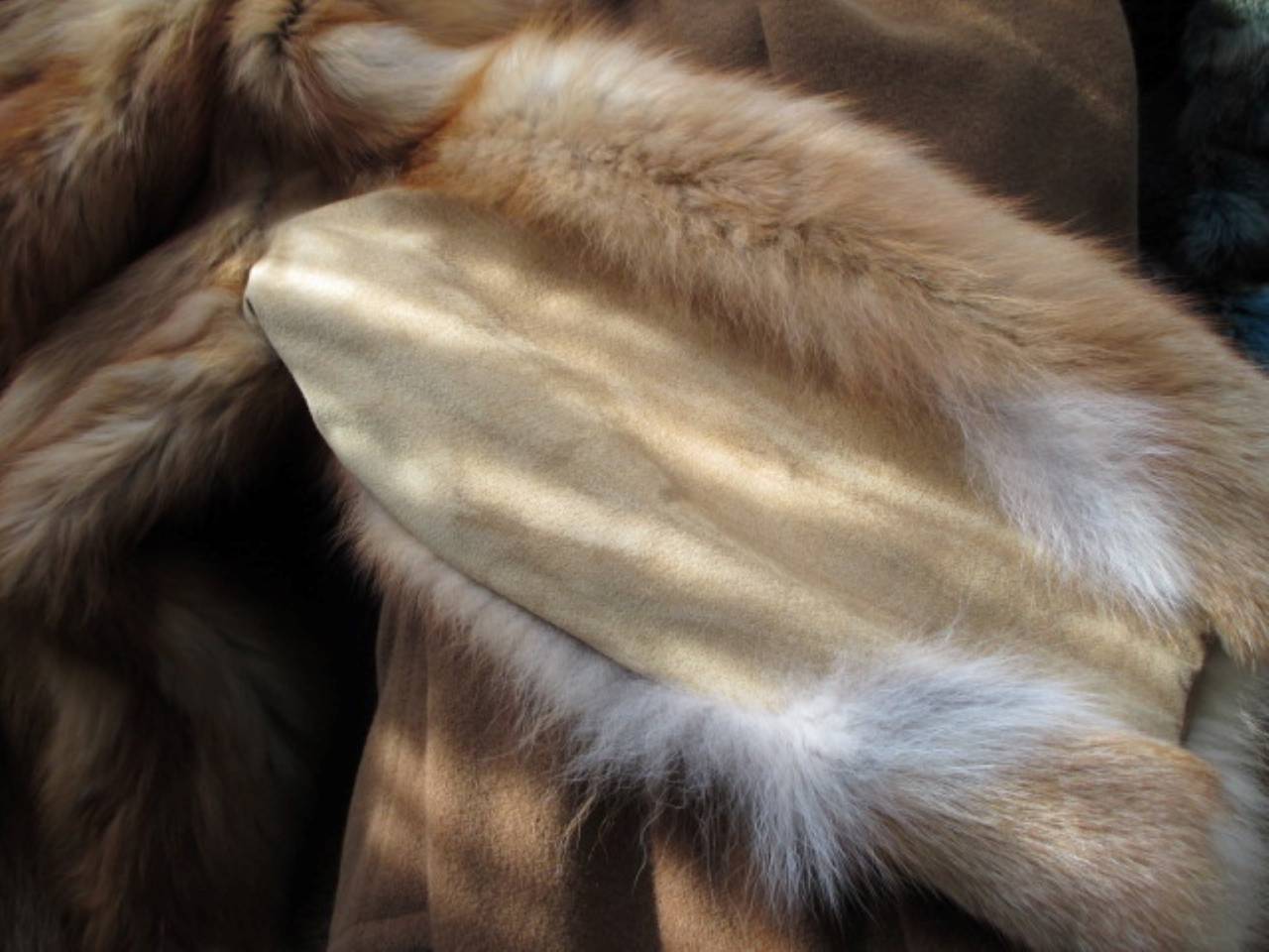 Stunning full length Gold fox fur coat at 1stDibs