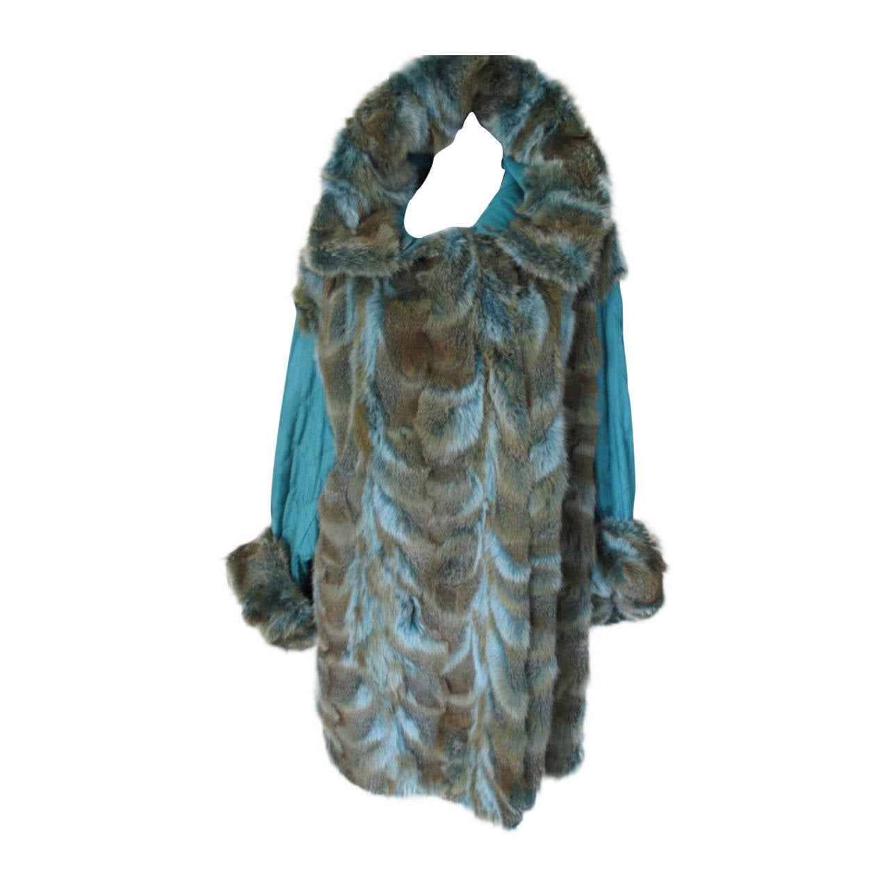 Outrageous reversible turquoise hooded fox fur coat at 1stDibs | belseta ps