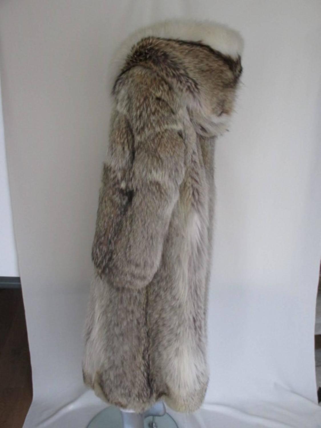 rare wolf/coyote fur coat with huge hood at 1stdibs