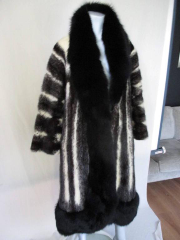 Extravagant black cross mink / black fox fur opera coat at 1stDibs