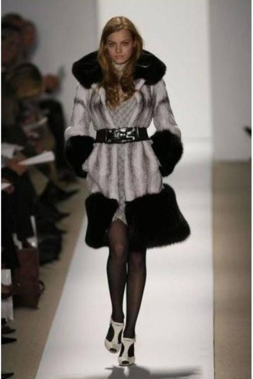 Extravagant black cross mink / black fox fur opera coat at 1stDibs