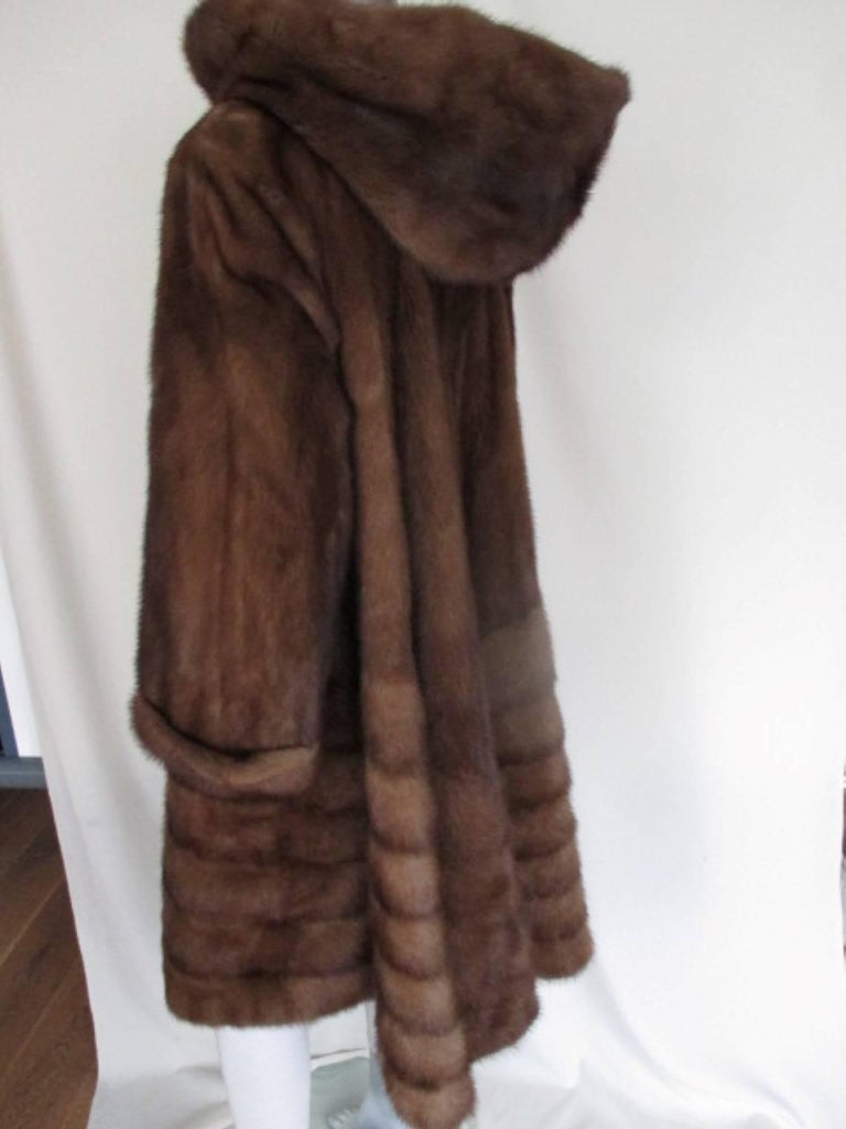 Hooded Mink Swing Fur Coat at 1stDibs | mink swing coat, hooded mink ...