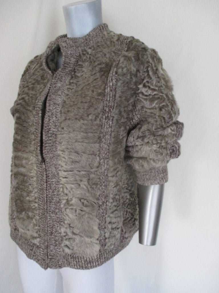 Knitted Jacket with Karakul Lamb Fur at 1stDibs