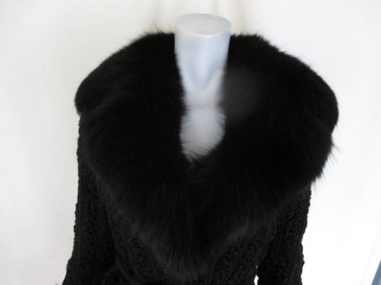 Black Persian Lamb Fox Fur Jacket at 1stDibs
