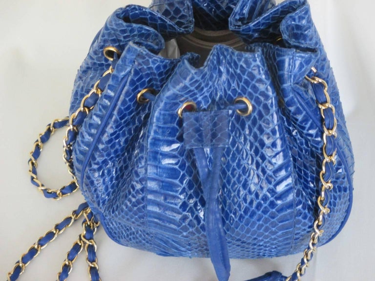 Royal Blue Python Leather Shoulder Bag at 1stDibs