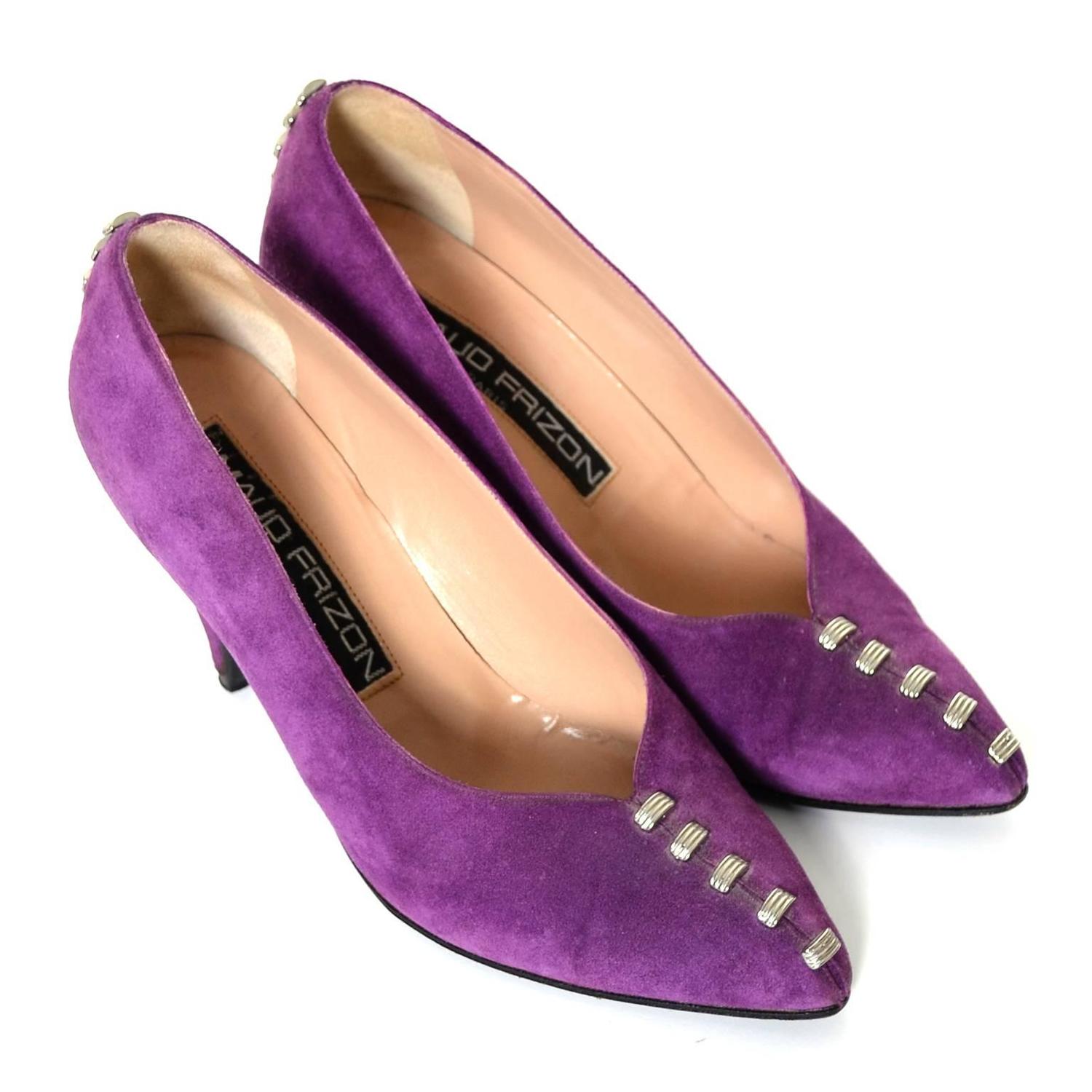 Maud Frizon 1980s Vintage Shoes Purple Suede Heels Studs Italy 37.5 7B ...