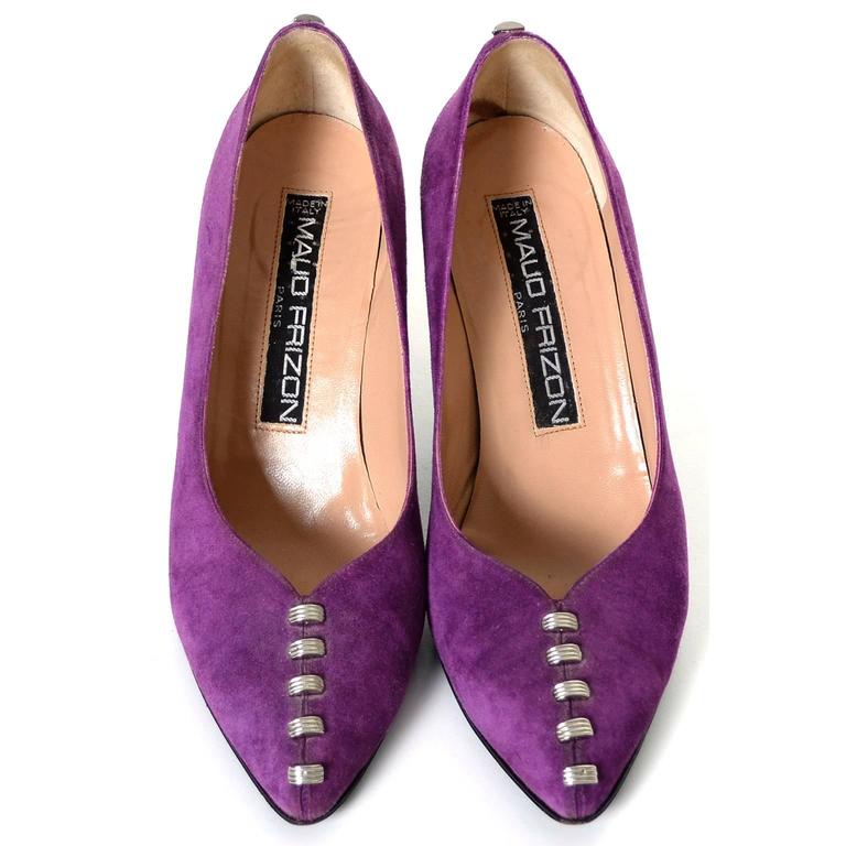 Maud Frizon 1980s Vintage Shoes Purple Suede Heels Studs Italy 37.5 7B ...