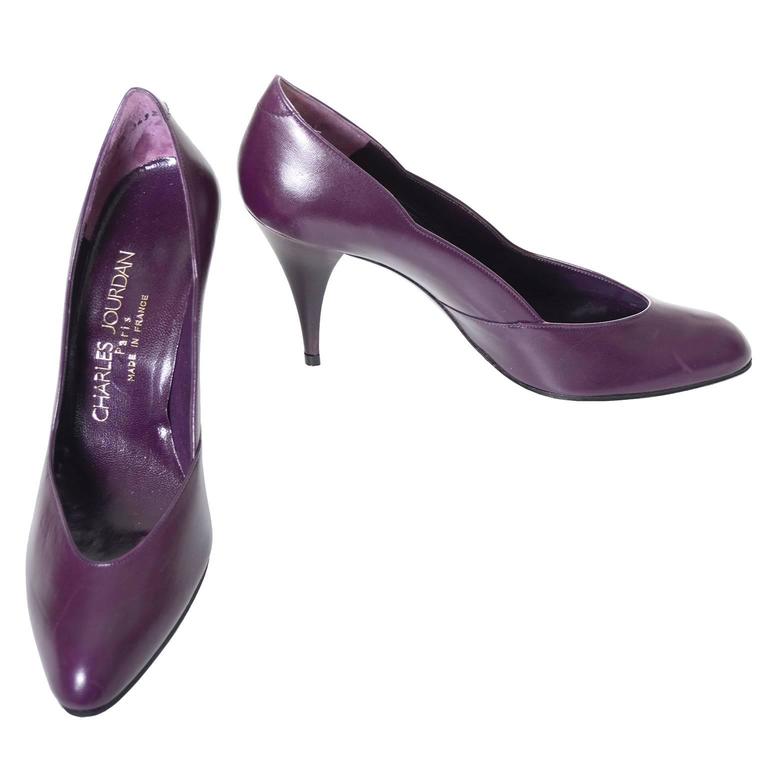 Vintage Charles Jourdan Vintage Shoes Purple Leather Heels AS New Size ...