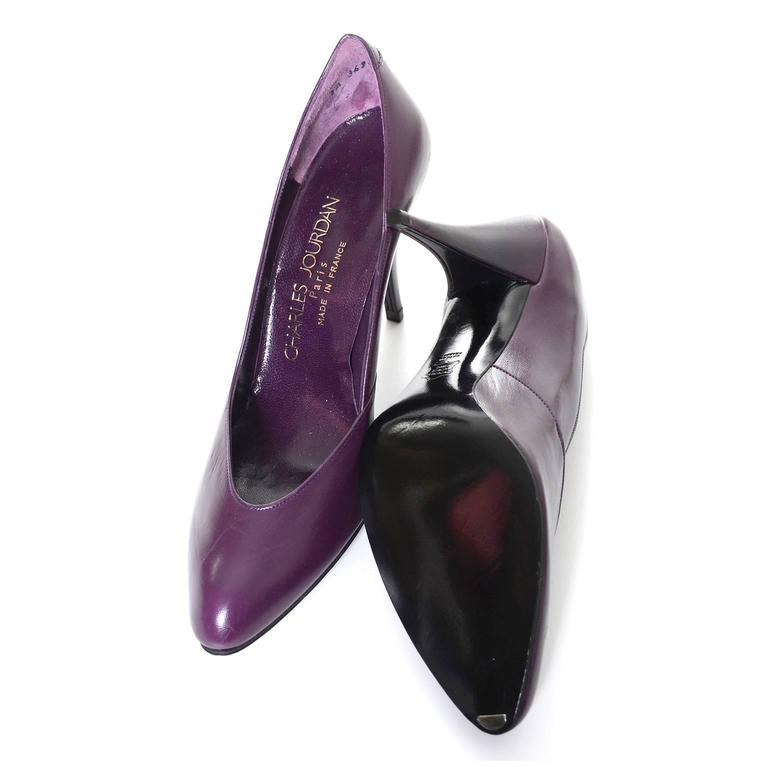 Vintage Charles Jourdan Vintage Shoes Purple Leather Heels AS New Size ...