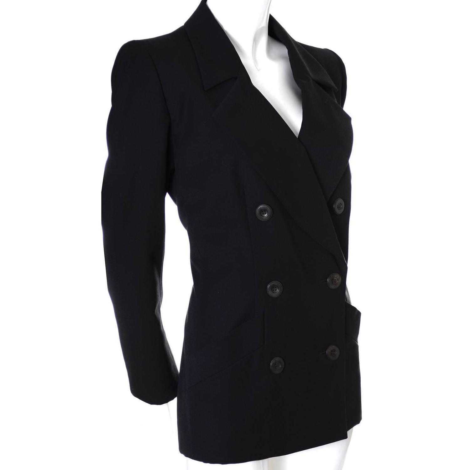 Vintage YSL Blazer Black Wool Yves Saint Laurent Size 40 US 8 at 1stdibs