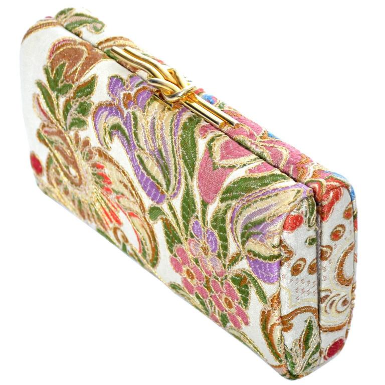 Vintage Rodo Handbag Tapestry Bag Gold Metallic Embroidery Chain ...