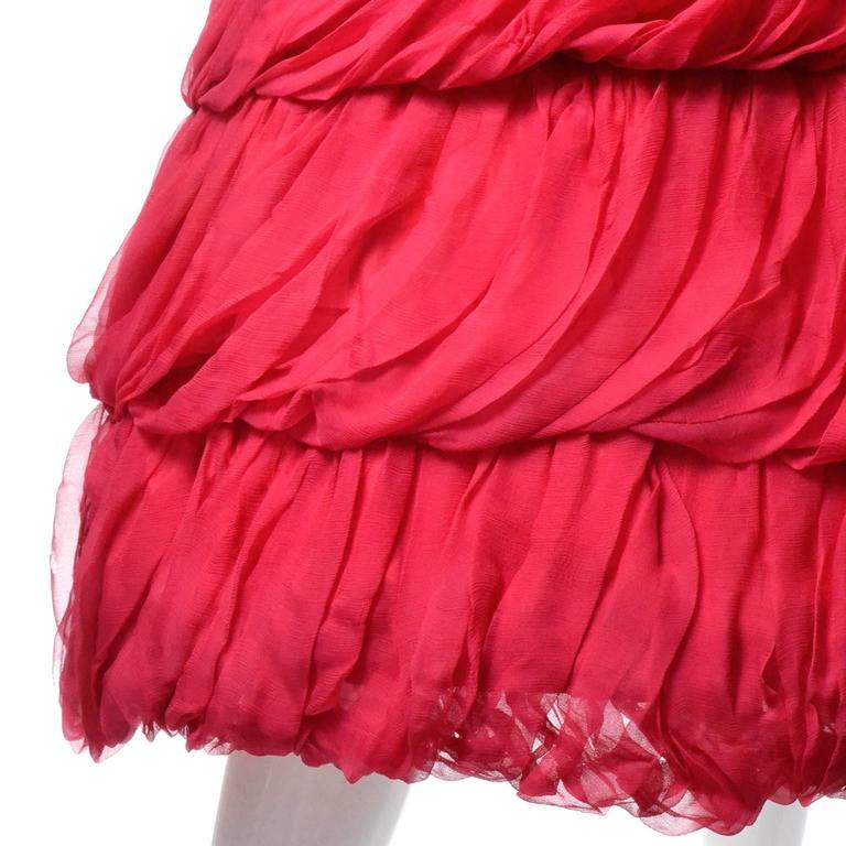 1950s Frank Usher London Vintage Dress in Fine Red Silk Chiffon Black ...