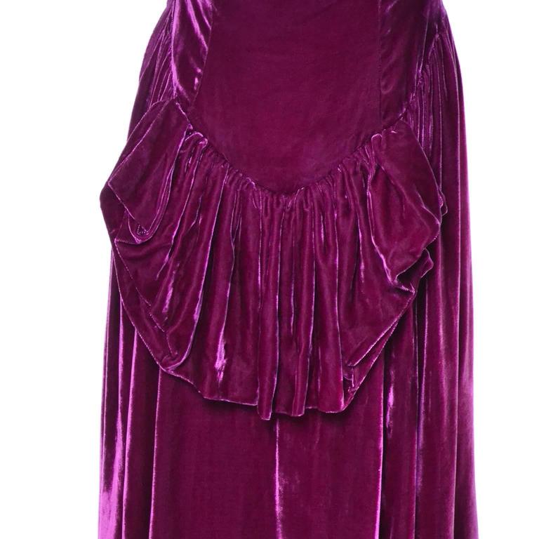 1930s Raspberry Pink Red Velvet Evening Gown Vintage Dress Bustle 6 at ...