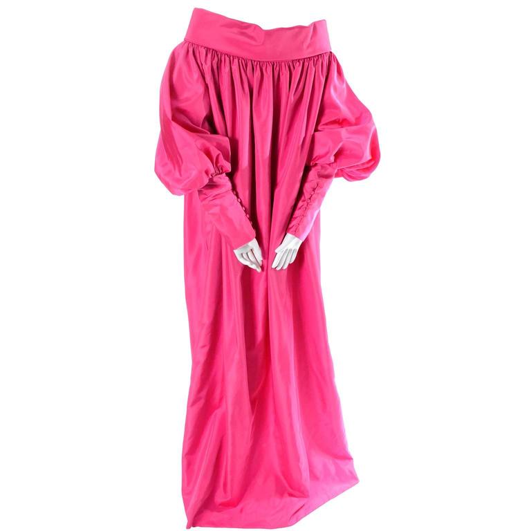 Vintage Pink Satin Evening Coat Dramatic Statement Sleeves Medium at ...