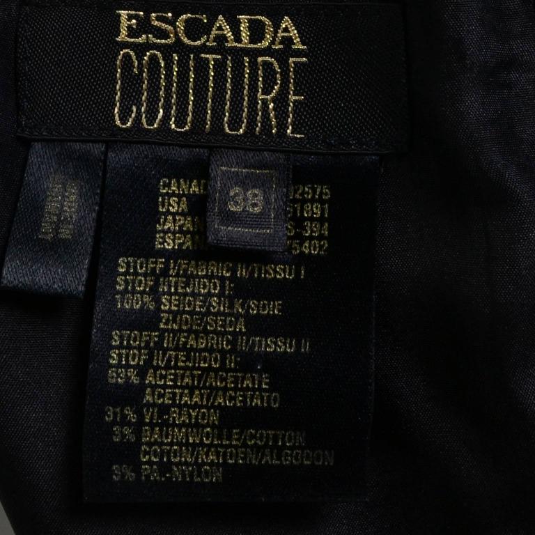 Escada Couture Vintage Black Silk Dress With Velvet Trim and Sequins in ...