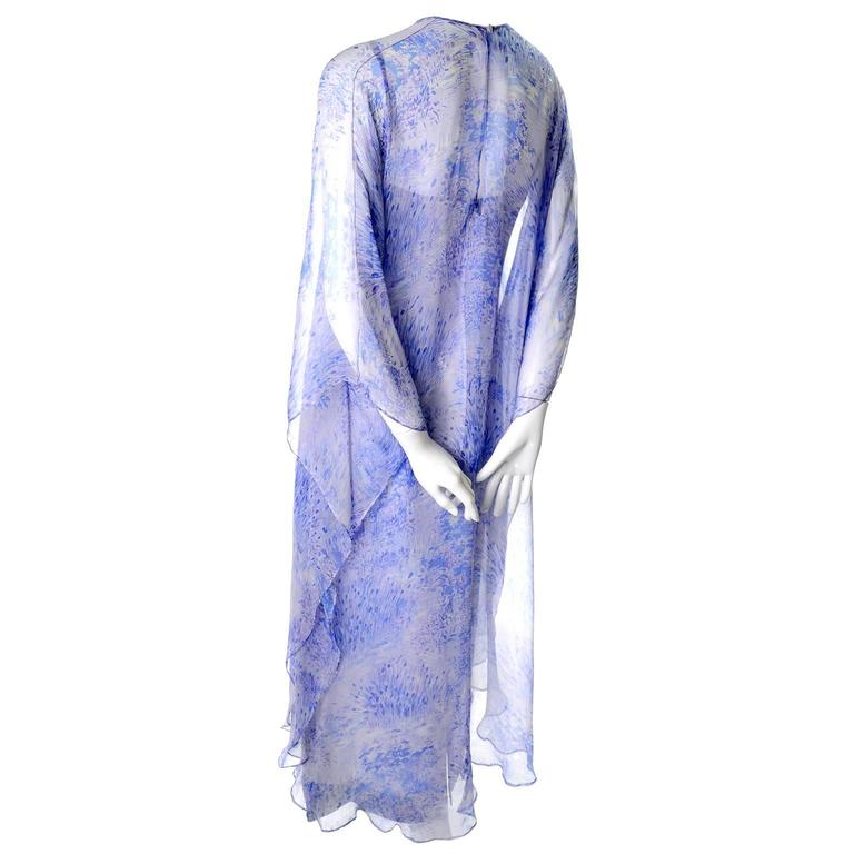 1970s Balmain Vintage Dress in Silk w/ Chiffon Caftan Overlay in ...