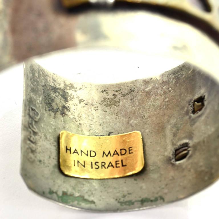 Signed Lilla Modern Brutalist Handmade Israel Mixed Metal Vintage ...