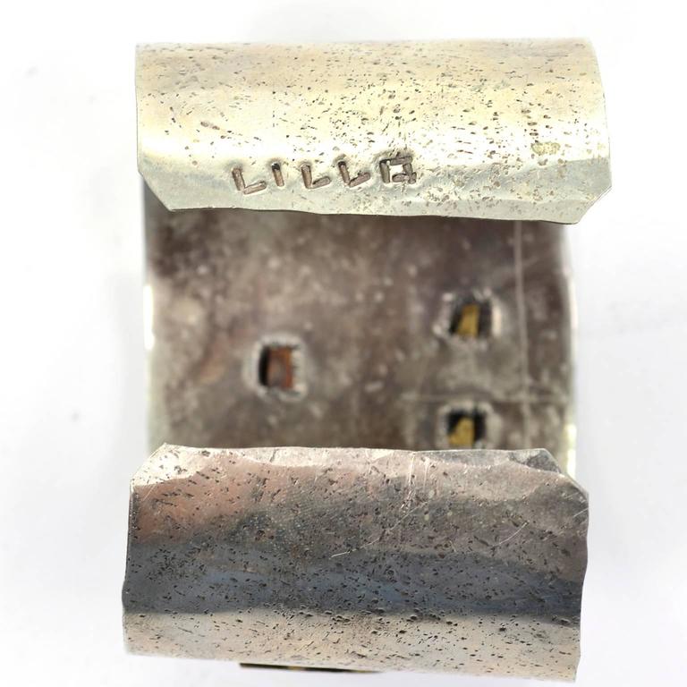 Signed Lilla Modern Brutalist Handmade Israel Mixed Metal Vintage ...