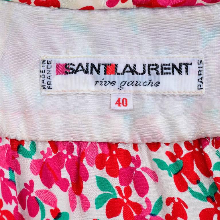 1970s Yves Saint Laurent YSL Vintage Dress in Pink Floral Silk Print at ...
