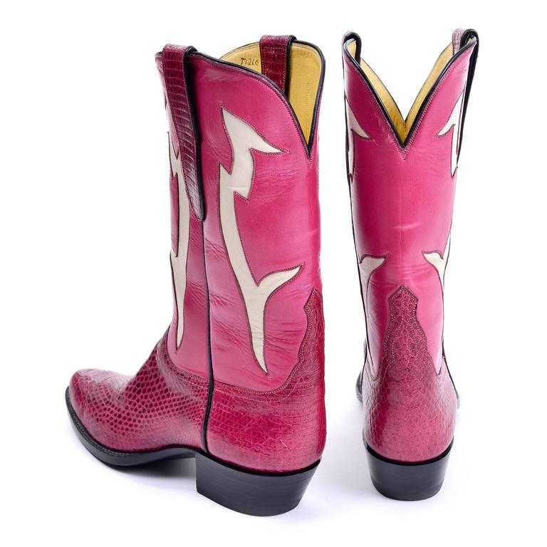 Vintage Tom Taylor Pink Cowboy Boots Santa Fe Custom Leather and ...