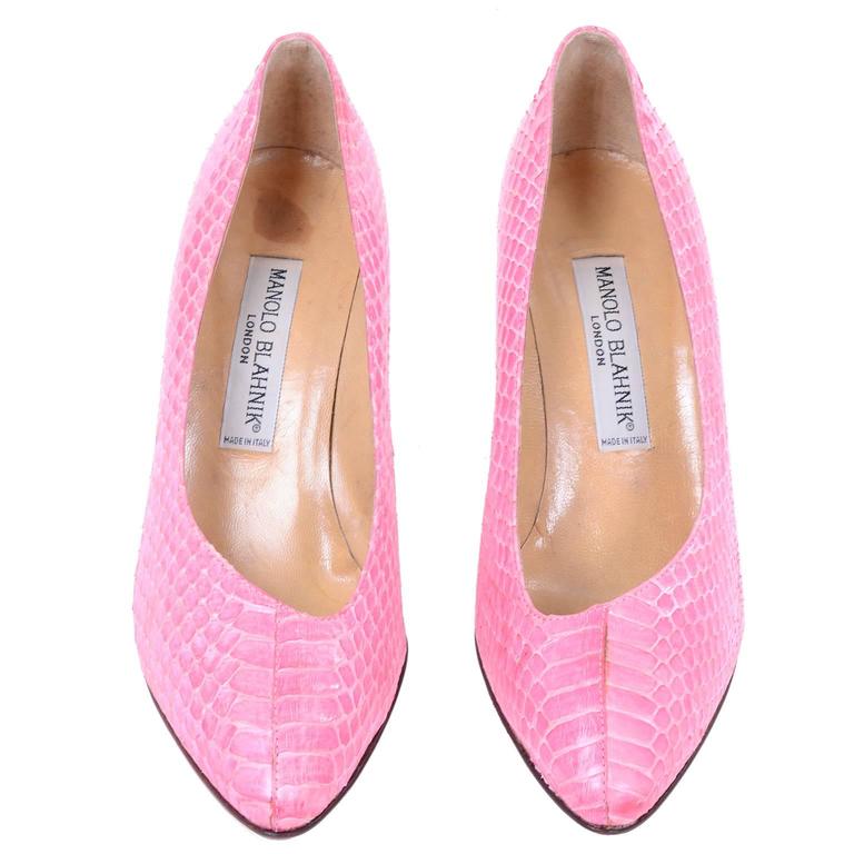 Pink Snakeskin Manolo Blahnik Vintage 1980s Shoes Unique Asymmetrical ...