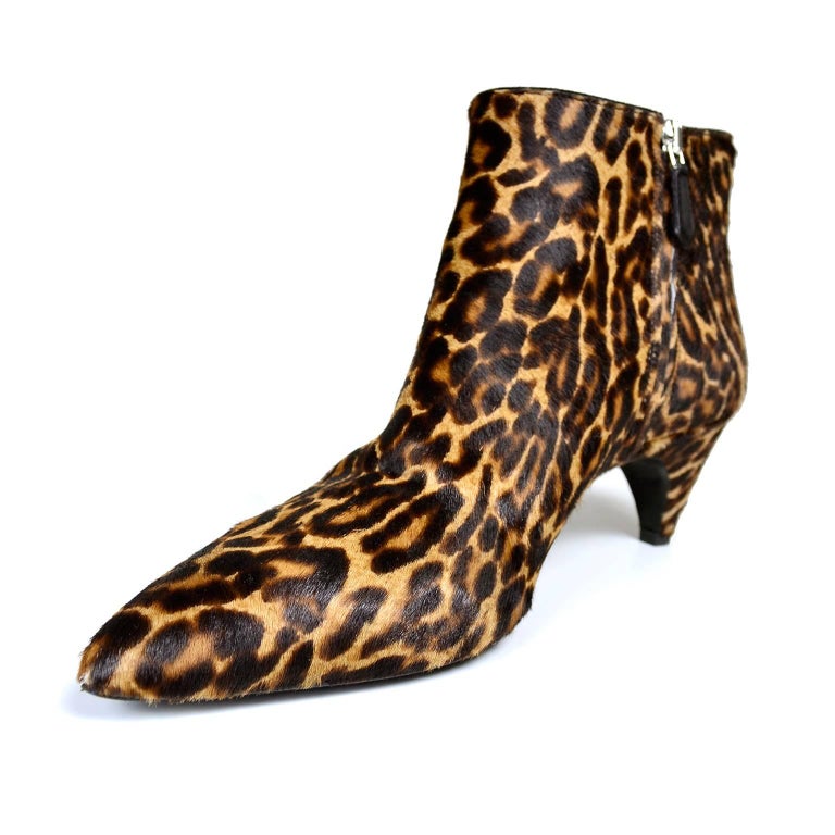 Pointed Toe Prada Leopard Print Fur Boots or Booties in Size 38 W ...