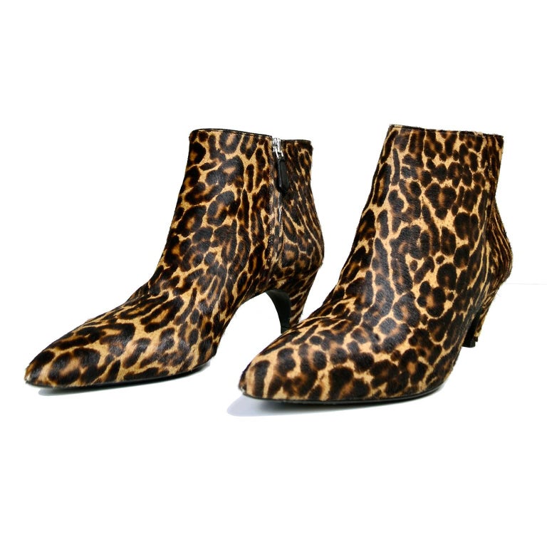 Pointed Toe Prada Leopard Print Fur Boots or Booties in Size 38 W ...