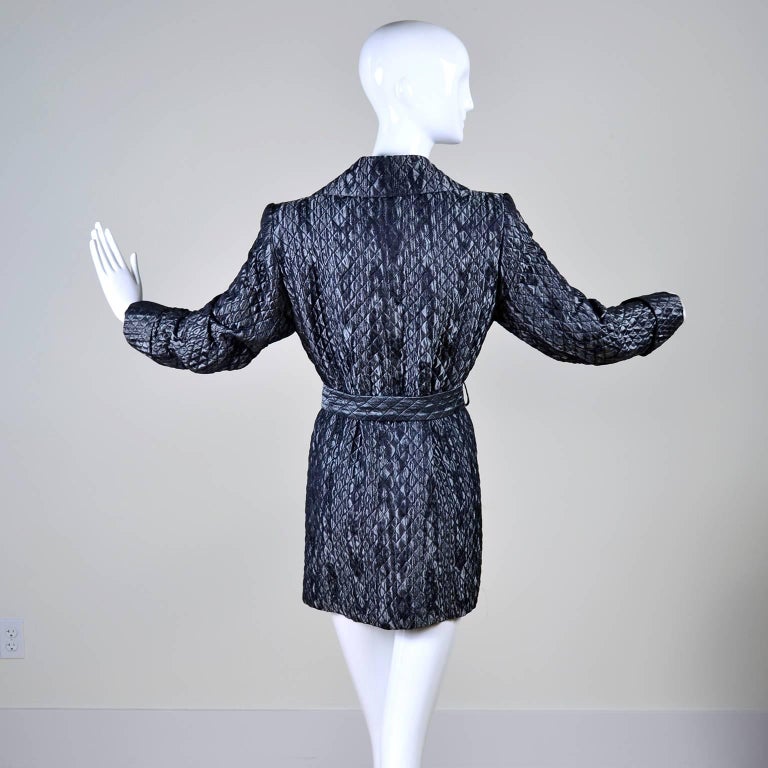 YSL Yves Saint Laurent Quilted Vintage Dark Silver Jacket Wool Silk ...