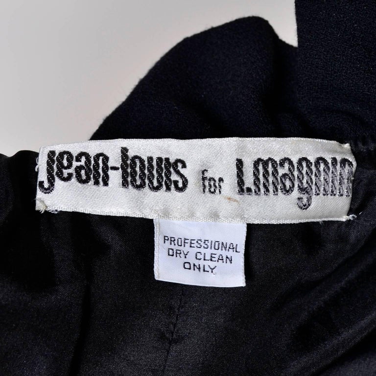 Jean Louis for I Magnin Vintage Dress in Black Crepe W/ Ruffles and ...