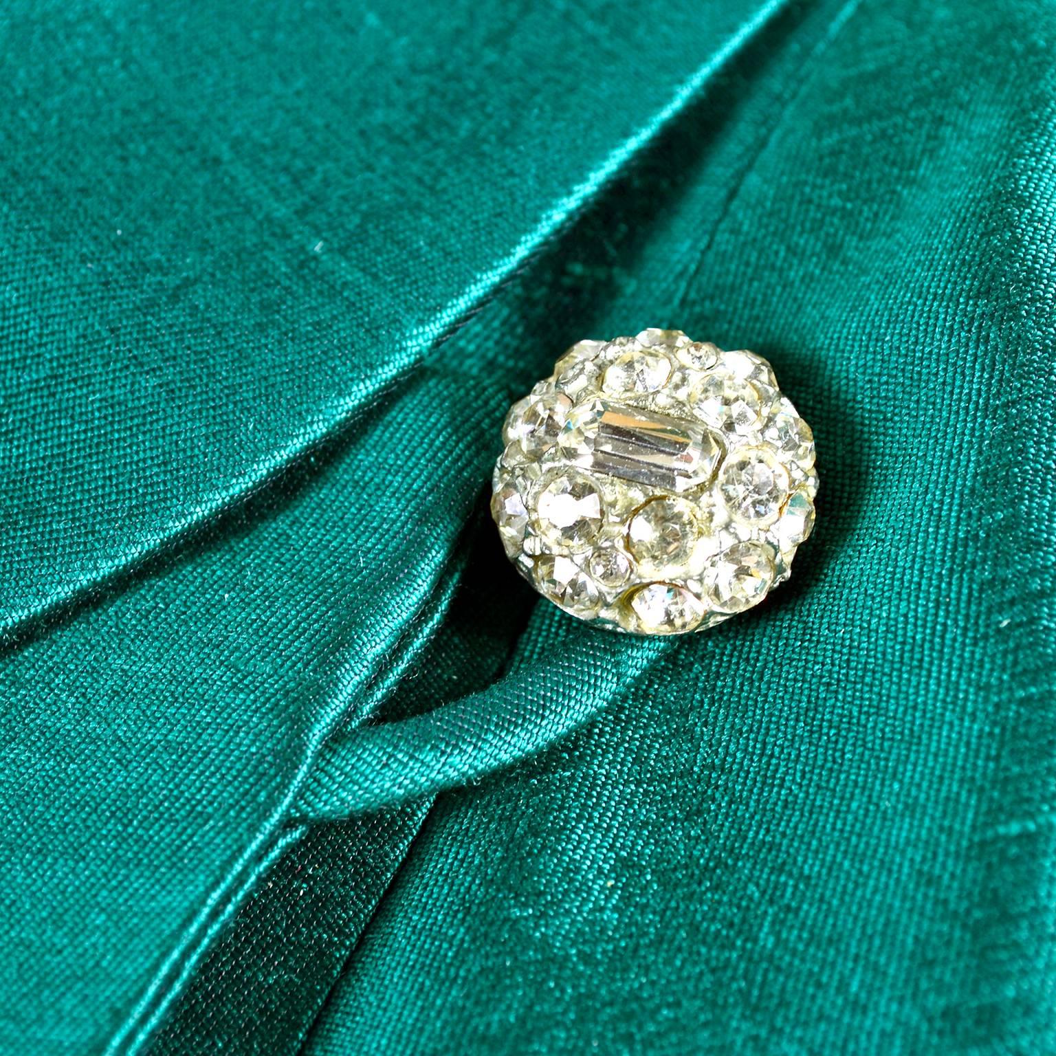 1960s Maxine California Green Evening Coat With Rhinestone Buttons at ...