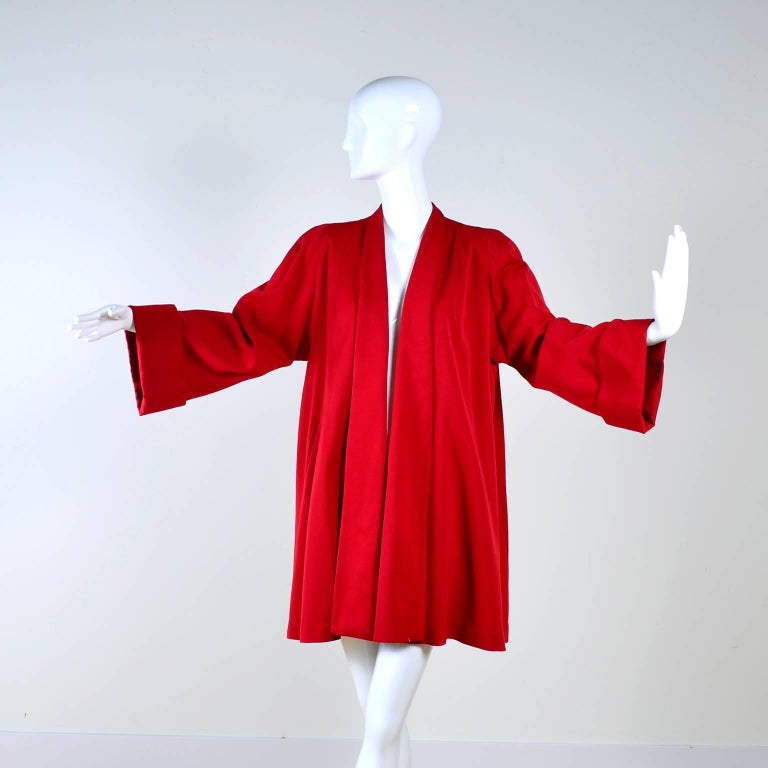 Vintage Red Wool Swing Coat Late 1940s Evening or Day Jacket at 1stDibs