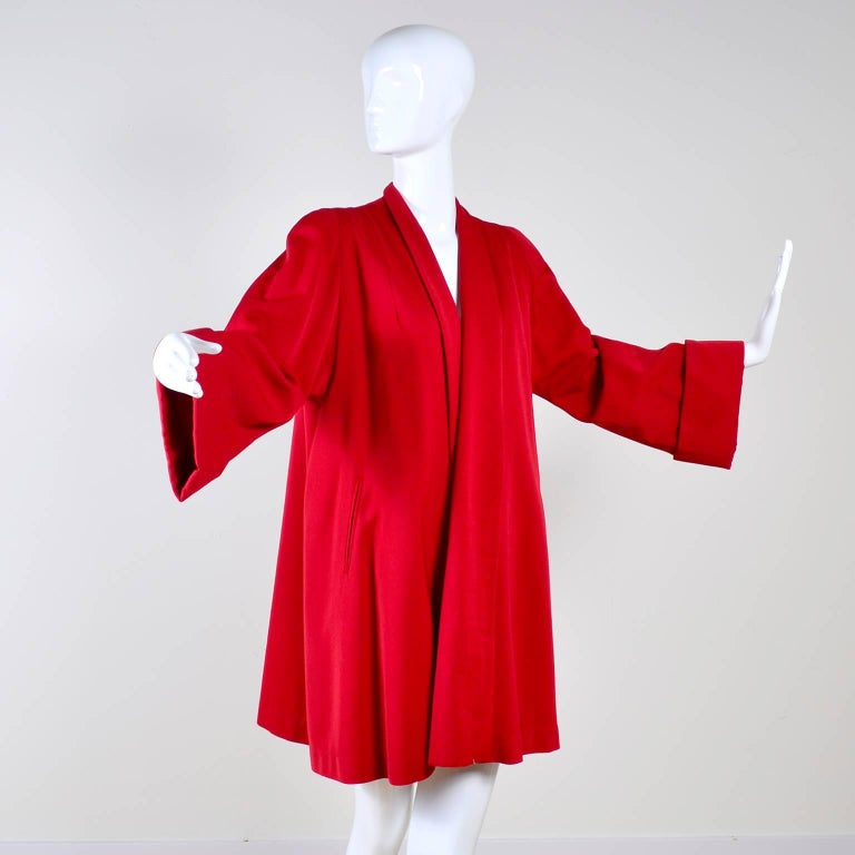 Vintage Red Wool Swing Coat Late 1940s Evening or Day Jacket at 1stDibs