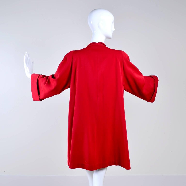 Vintage Red Wool Swing Coat Late 1940s Evening or Day Jacket at 1stDibs