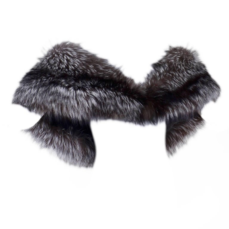 Carolina Herrera Silver Fox Fur Stole Wrap With Silk Lining Saks Fifth ...