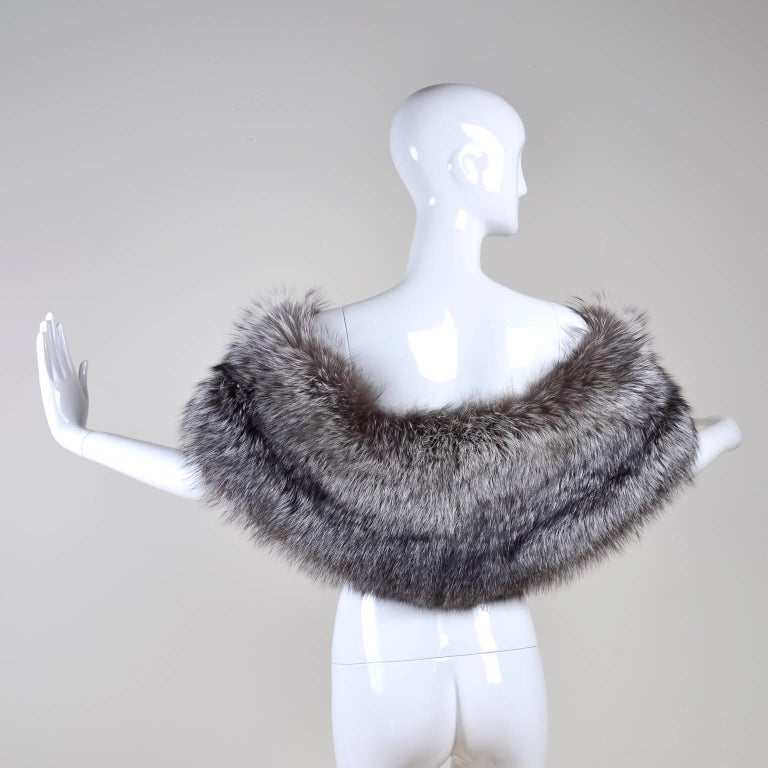 Carolina Herrera Silver Fox Fur Stole Wrap With Silk Lining Saks Fifth ...