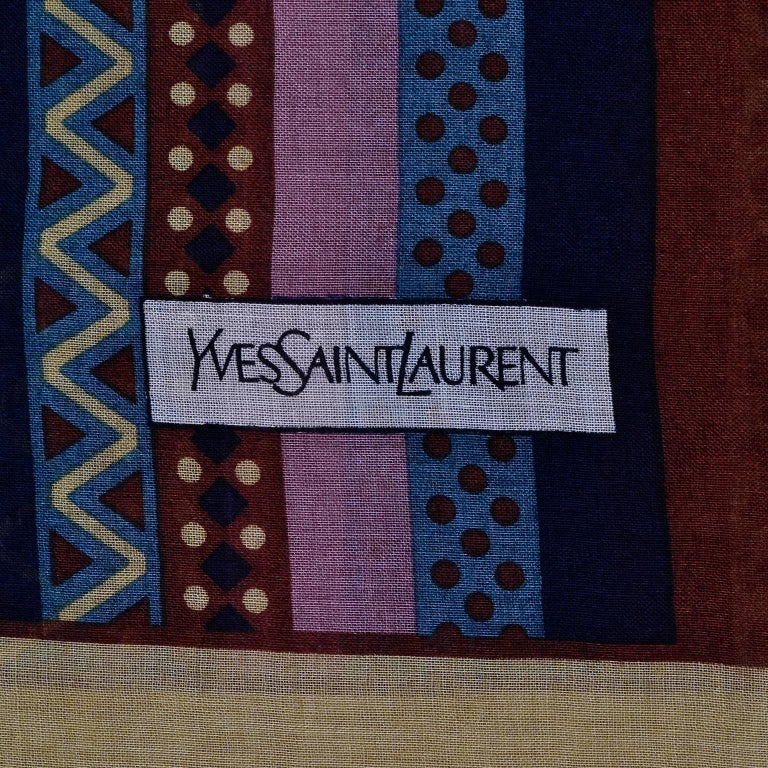 Yves Saint Laurent YSL Geometric Pattern Fine Wool Vintage Scarf at ...