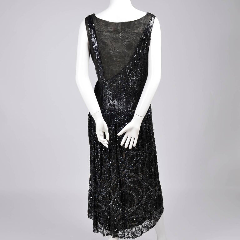 Vintage Flapper 1920's Dress Black Beaded With Sequins at 1stDibs ...