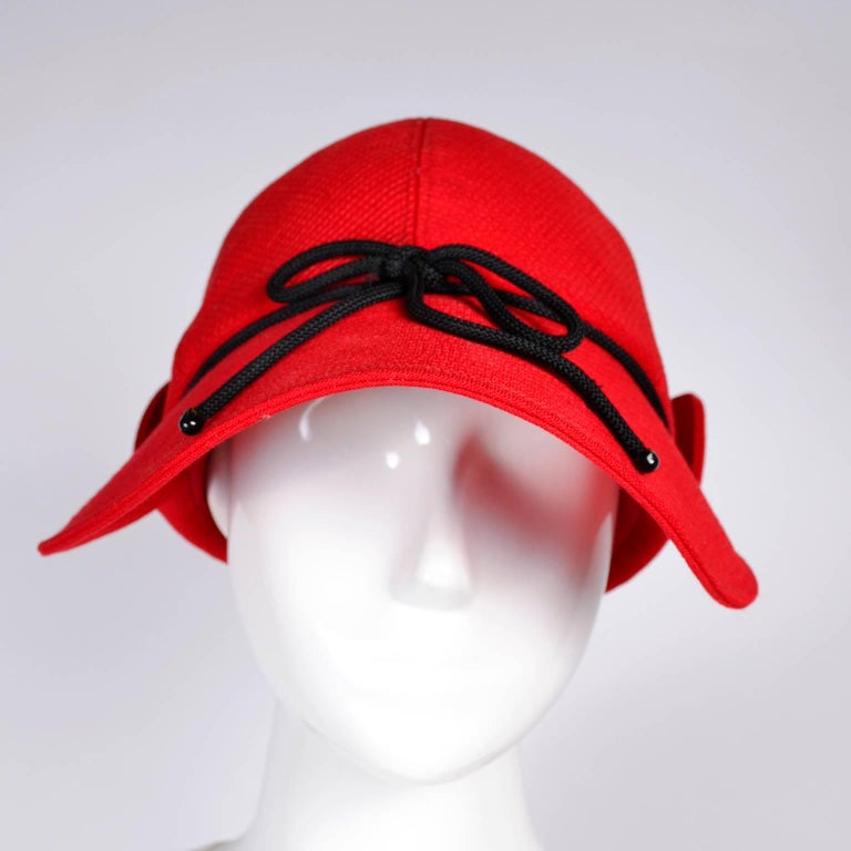 1970s Rare Yves Saint Laurent YSL Hat in Red with Black Trim at 1stDibs ...