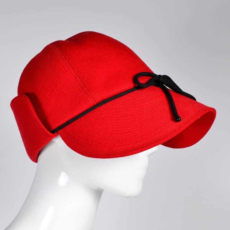 1970s Rare Yves Saint Laurent YSL Hat in Red with Black Trim at 1stDibs ...