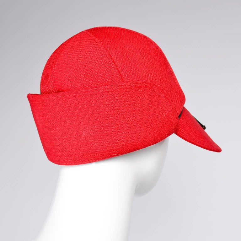 1970s Rare Yves Saint Laurent YSL Hat in Red with Black Trim at 1stDibs ...