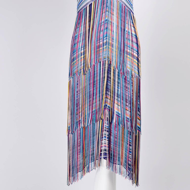 Rainbow Tiered Fringe Slip Dress with Matching Fringe Jacket or Sweater ...